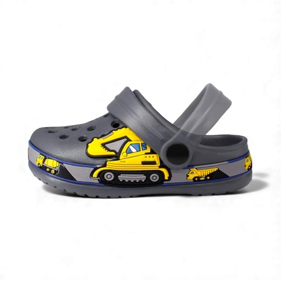 Shoes | Kids Gray Clog With Yellow Construction Design | Poshmark